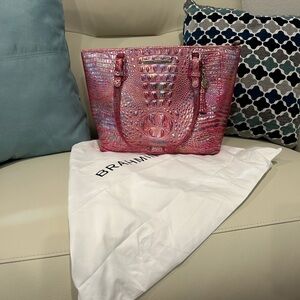 Brahmin | Bags | Brahmin Shimmering Pink Embossed Tote | Poshmark